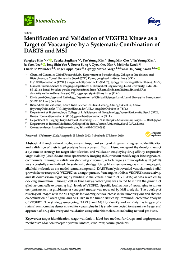 (PDF) Identification and Validation of VEGFR2 Kinase as a Target of ...