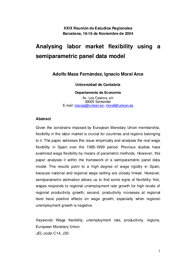 Pdf Analysing Labor Market Flexibility Using A Semiparametric Panel
