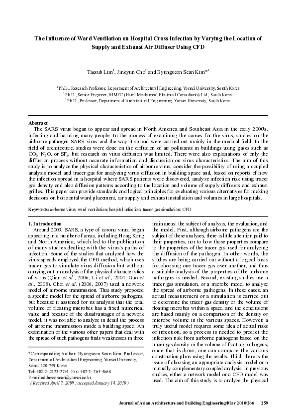 (PDF) The Influence of Ward Ventilation on Hospital Cross Infection by ...