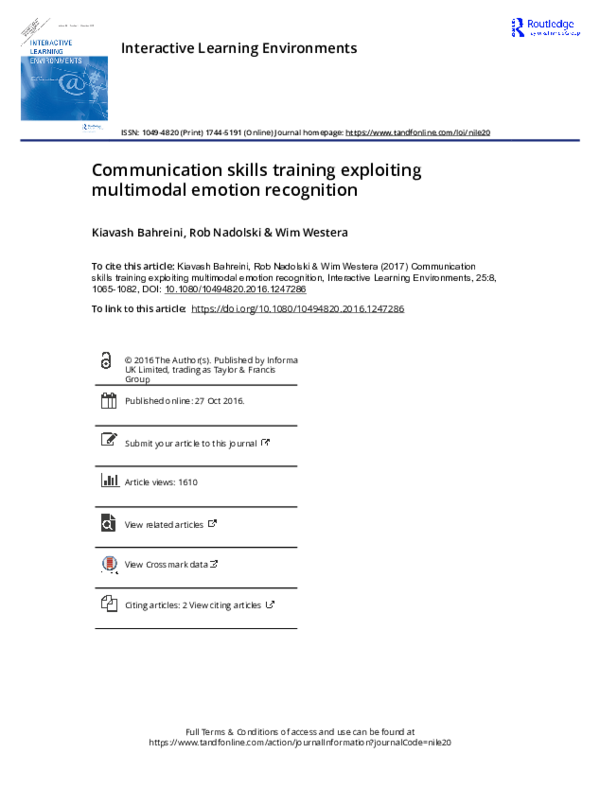 (PDF) Communication skills training exploiting multimodal emotion recognition