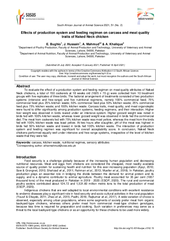 (PDF) Effects of production system and feeding regimen on carcass and ...