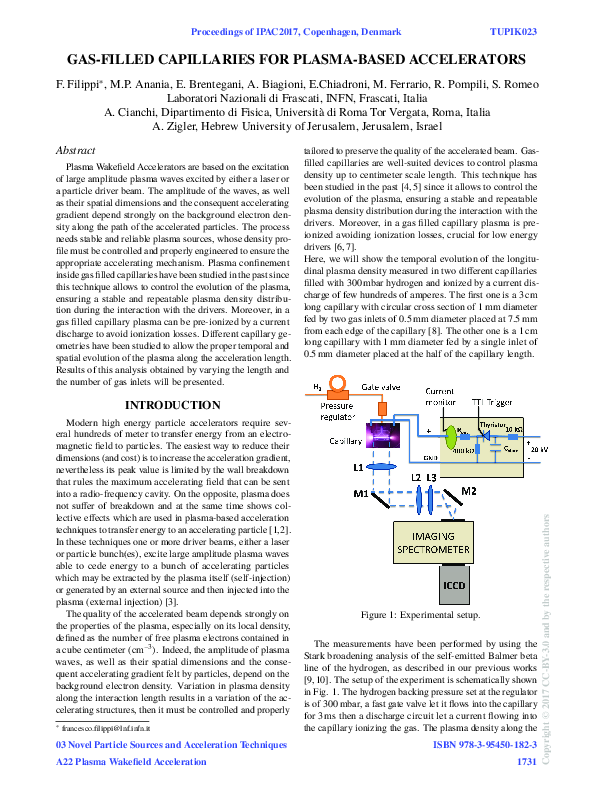 (PDF) Gas-filled capillaries for plasma-based accelerators