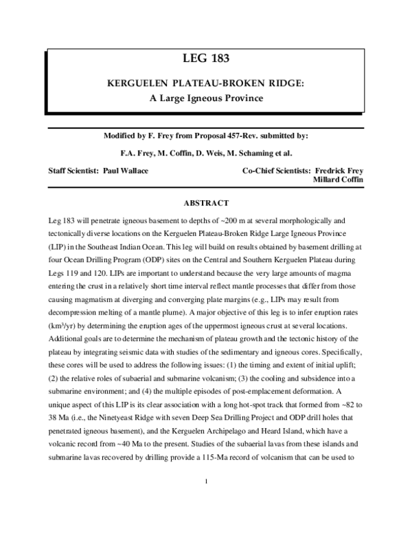 (PDF) Kerguelen Plateau-Broken Ridge: A Large Igneous Province