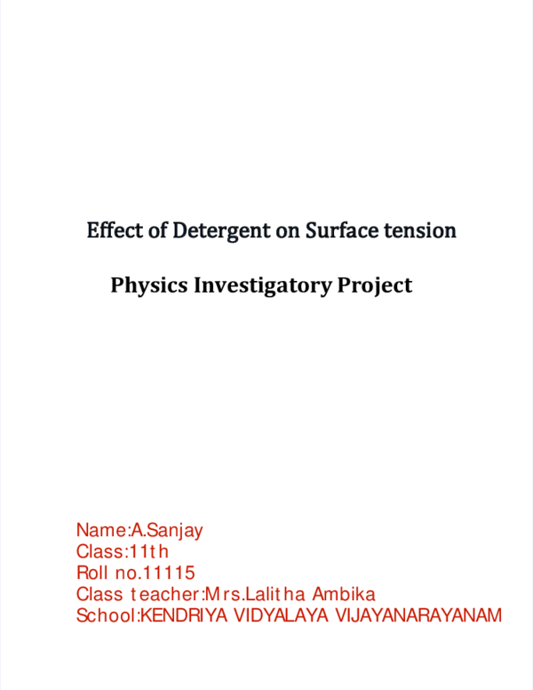 (PDF) Effect of Detergent on Surface tension Effect of Detergent on ...