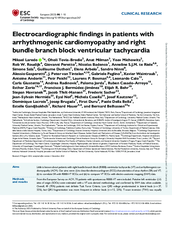 (PDF) Electrocardiographic findings in patients with arrhythmogenic ...