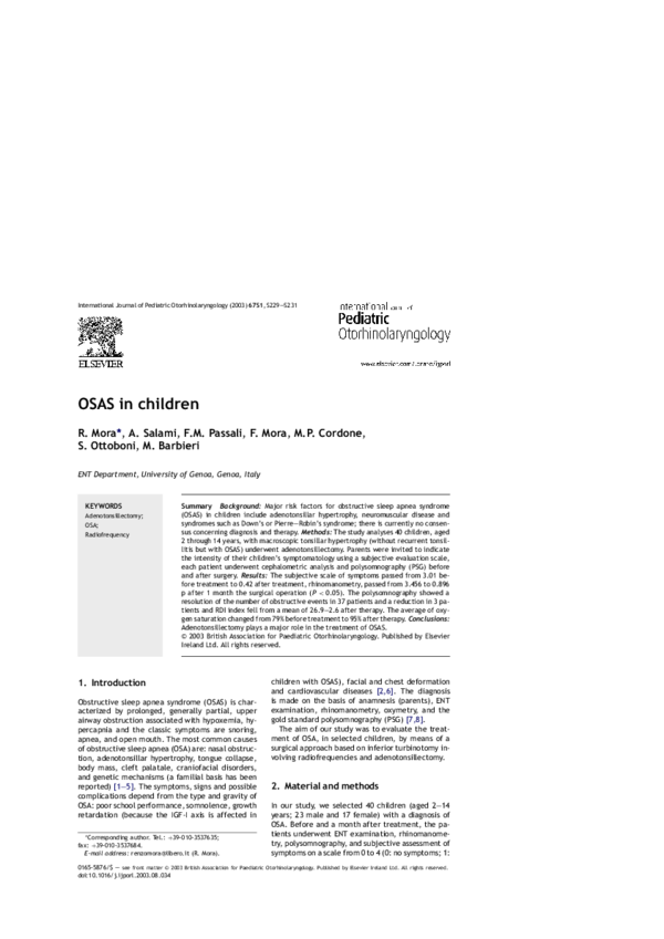 (PDF) OSAS in children