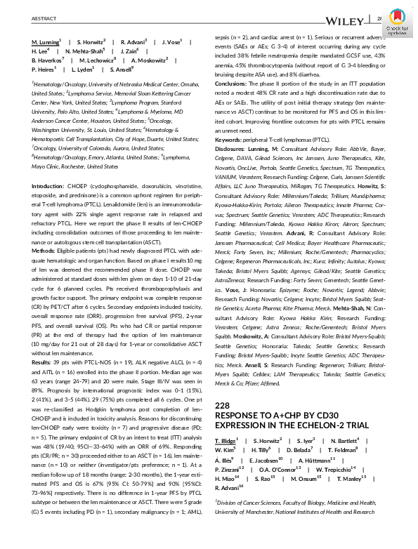 (PDF) Response to A+CHP by CD30 Expression in the ECHELON-2 Trial