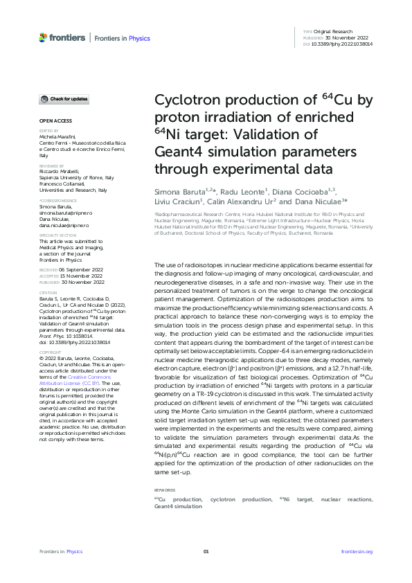 (PDF) Cyclotron production of 64Cu by proton irradiation of enriched ...