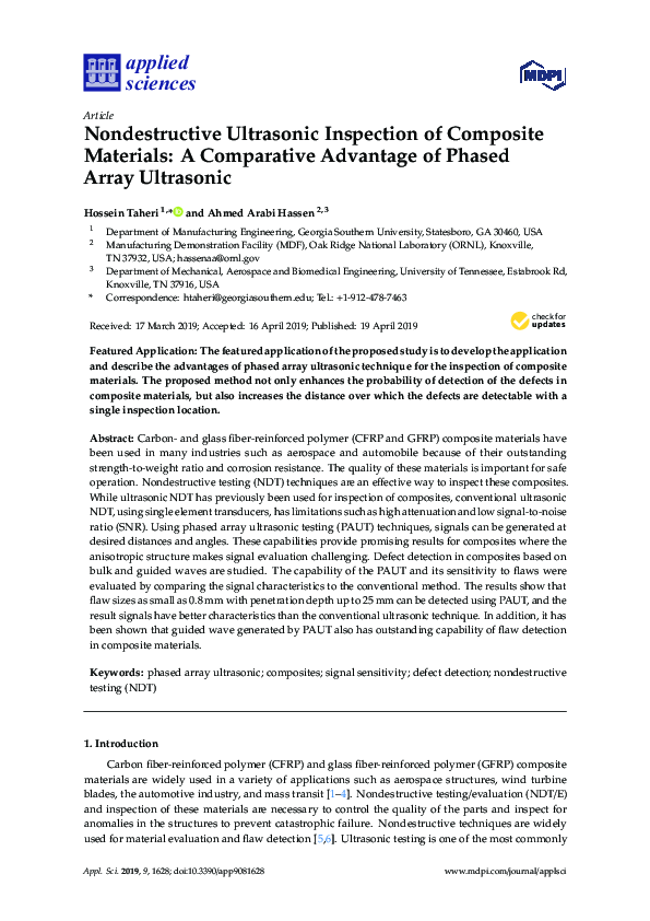 (PDF) Nondestructive Ultrasonic Inspection of Composite Materials: A Comparative Advantage of ...