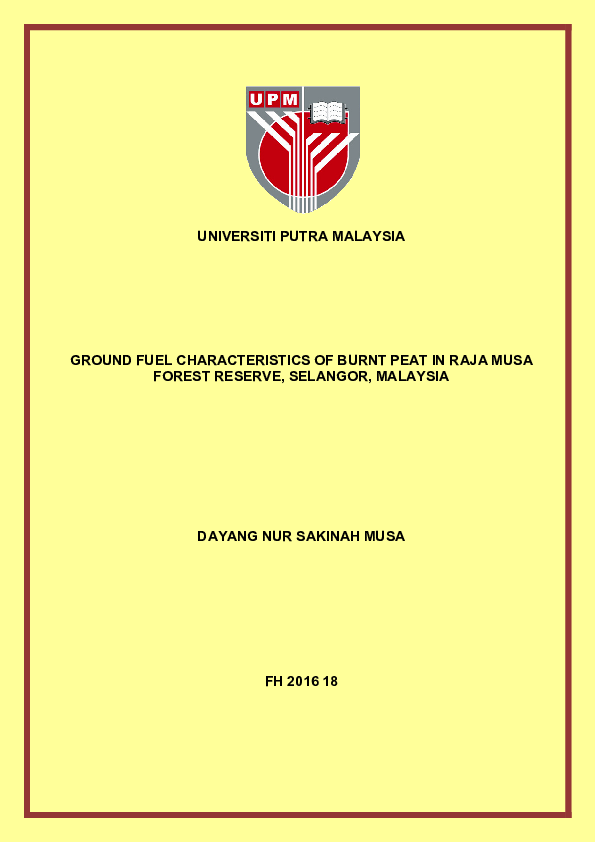 (PDF) Ground fuel characteristics of burnt peat in Raja Musa Forest Reserve, Selangor, Malaysia