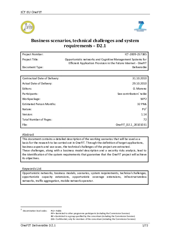 (PDF) Business scenarios, technical challenges and system requirements ...
