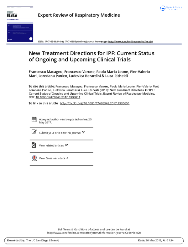 (PDF) New treatment directions for IPF: current status of ongoing and ...