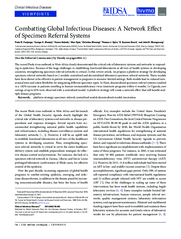 (PDF) Combatting Global Infectious Diseases: A Network Effect of ...