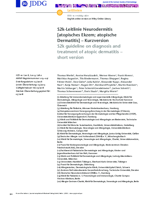 Leitlinien: Atopische Dermatitis – PMGLFP