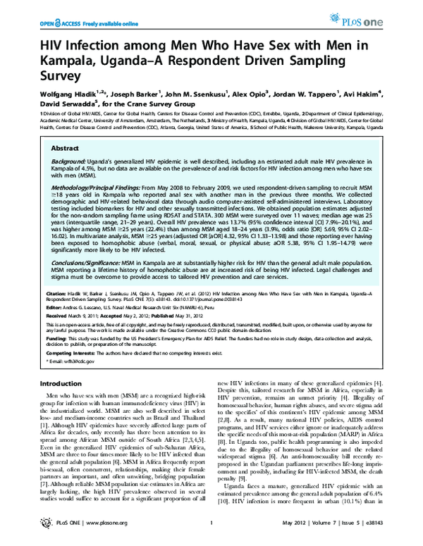 (PDF) HIV Infection among Men Who Have Sex with Men in Kampala, Uganda ...