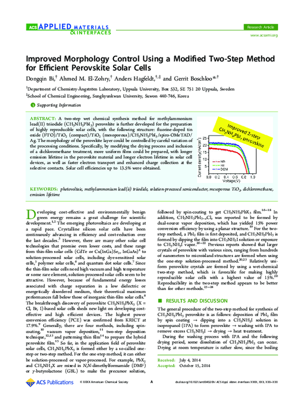 (PDF) Improved Morphology Control Using a Modified Two-Step Method for ...