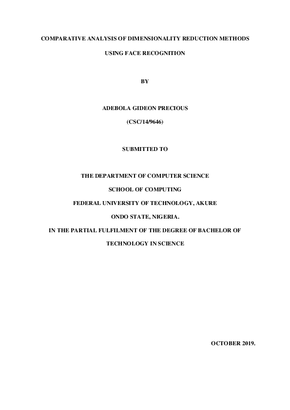 (PDF) Comparative Analysis of Dimensionality Reduction Methods