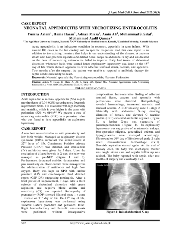 (PDF) Neonatal Appendicitis with Necrotizing Enterocolitis | Adnan ...