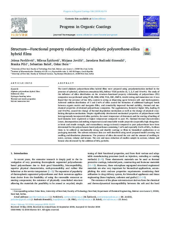 (PDF) Structure—Functional property relationship of aliphatic ...