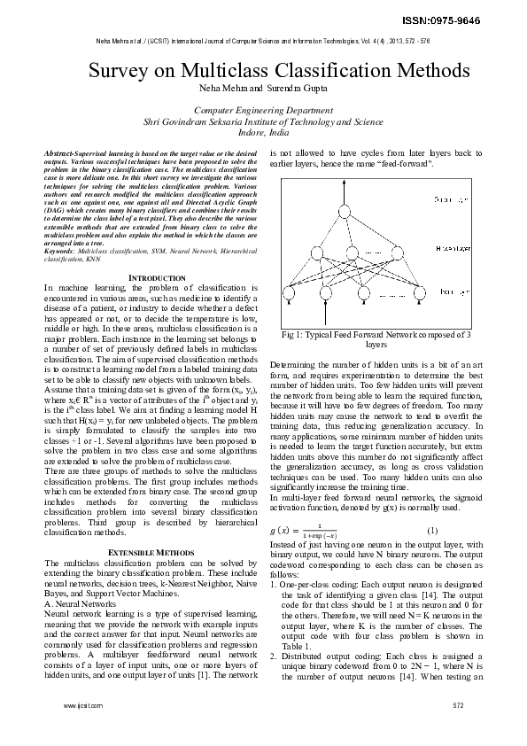 (PDF) Survey on multiclass classification methods