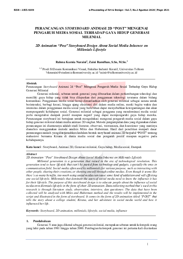 (PDF) Perancangan Storyboard Animasi 2D “Post” Mengenai Pengaruh Media Sosial Terhadap Gaya ...
