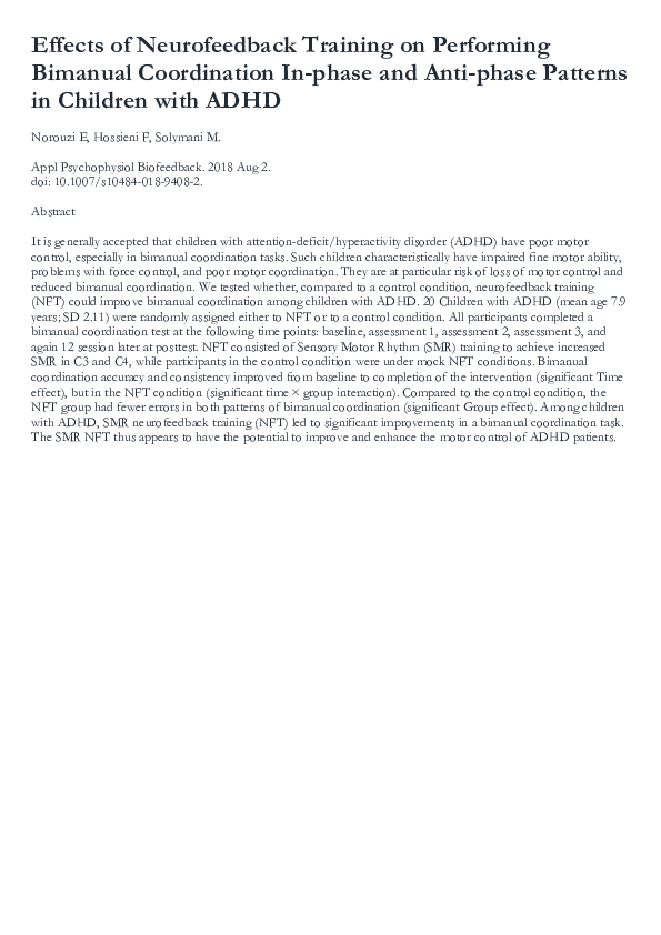 (PDF) Effects of Neurofeedback Training on Performing Bimanual ...