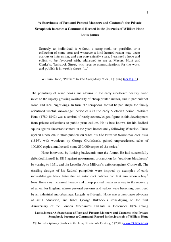 (PDF) A Storehouse of Past and Present Manners and Customs': the ...
