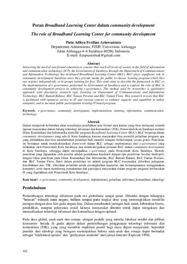 (PDF) Peran Broadband Learning Center dalam community development