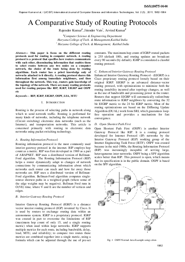 (PDF) A Comparative Study of Routing Protocols | SOURADEEP SARKAR - Academia.edu