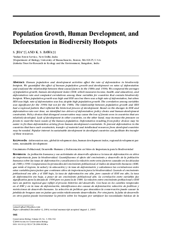 (PDF) Population Growth, Human Development, and Deforestation in ...