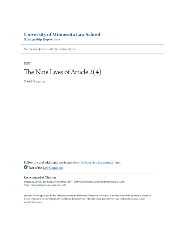 (PDF) The Nine Lives of Article 2(4)