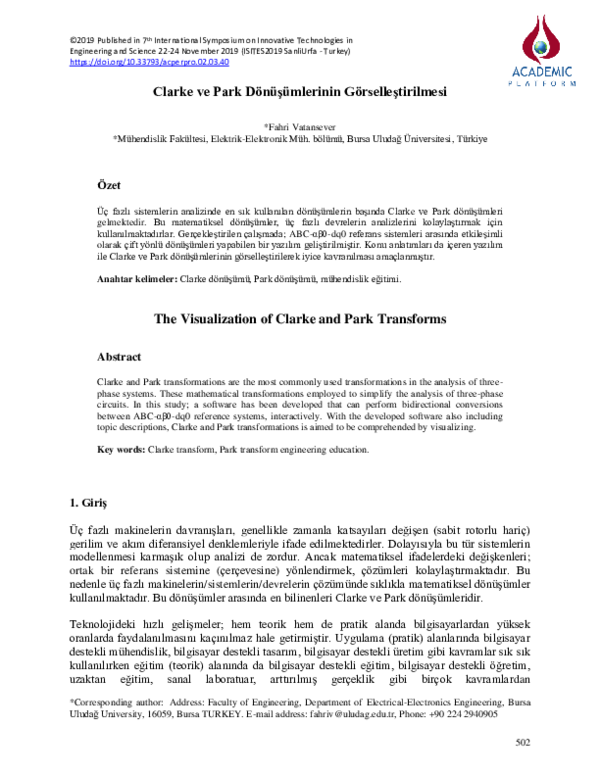 (PDF) Clarke and Park Transform