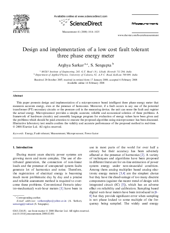 Pdf Design And Implementation Of A Low Cost Fault Tolerant Three Phase Energy Meter