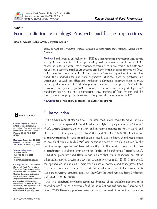 (PDF) Food irradiation technology: Prospects and future applications