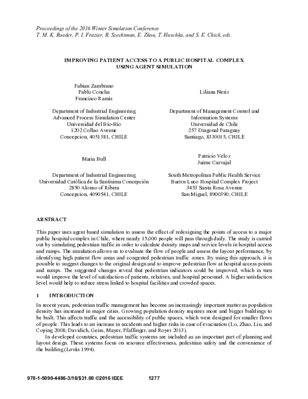 Pdf Improving Patient Access To A Public Hospital Complex Using Agent Simulation