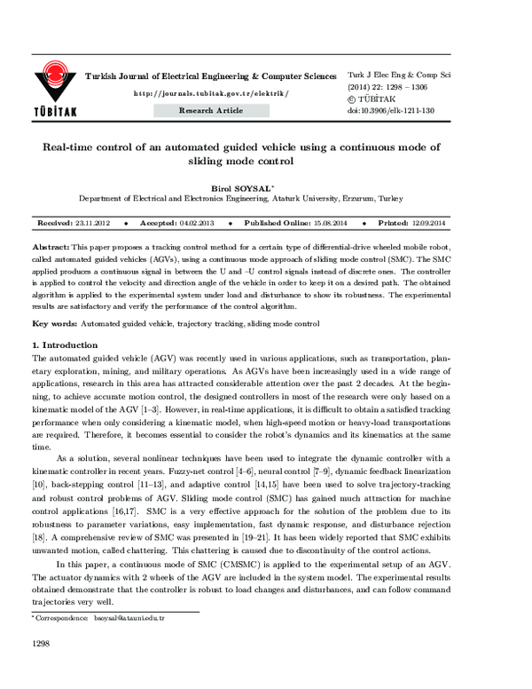 (PDF) Real-time control of an automated guided vehicle using a ...