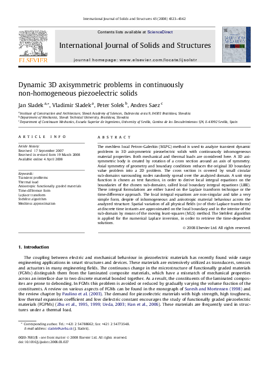 (PDF) Dynamic 3D axisymmetric problems in continuously non-homogeneous ...