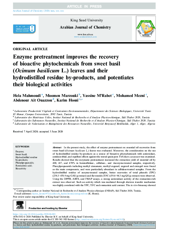 (PDF) Enzyme pretreatment improves the recovery of bioactive ...