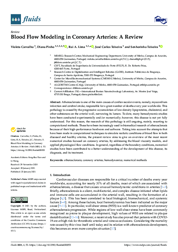 (PDF) Blood Flow Modeling in Coronary Arteries: A Review