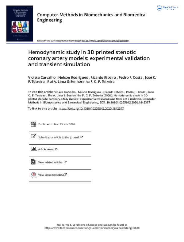 (PDF) Hemodynamic study in 3D printed stenotic coronary artery models ...