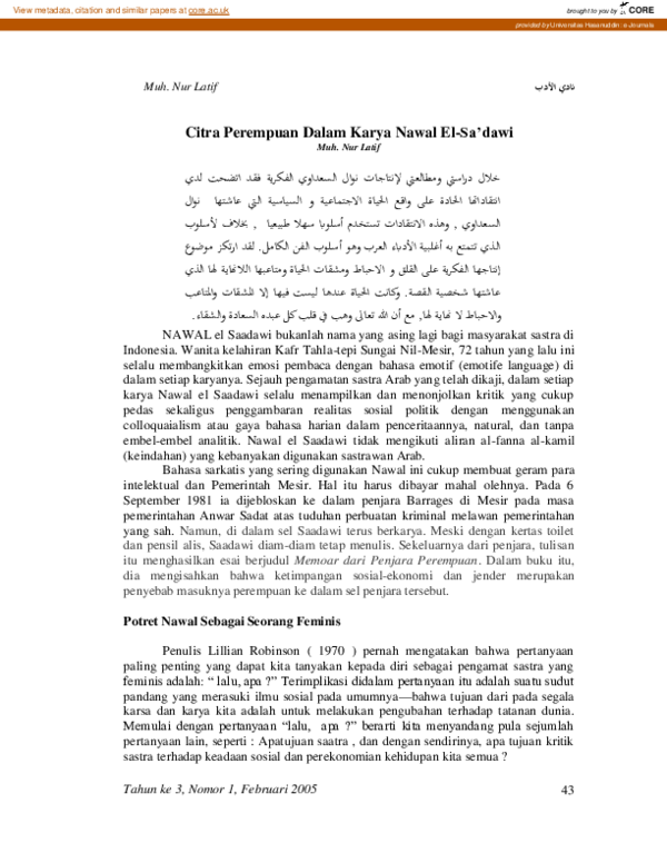(PDF) Citra Perempuan Dalam Karya Nawal El-Sa’dawi