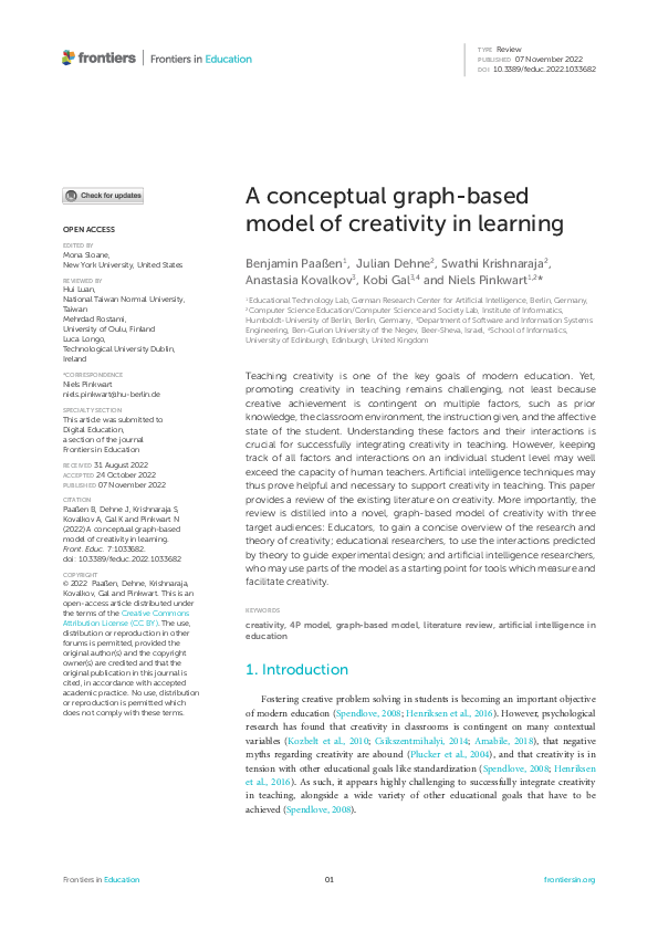 (PDF) A conceptual graph-based model of creativity in learning