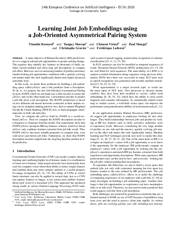 (PDF) Learning Joint Job Embeddings Using a Job-Oriented Asymmetrical Pairing System