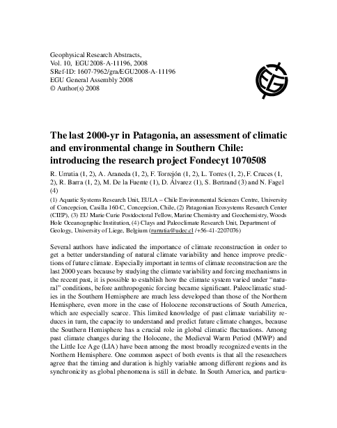 (PDF) The last 2000-yr in Patagonia, an assessment of climatic and ...