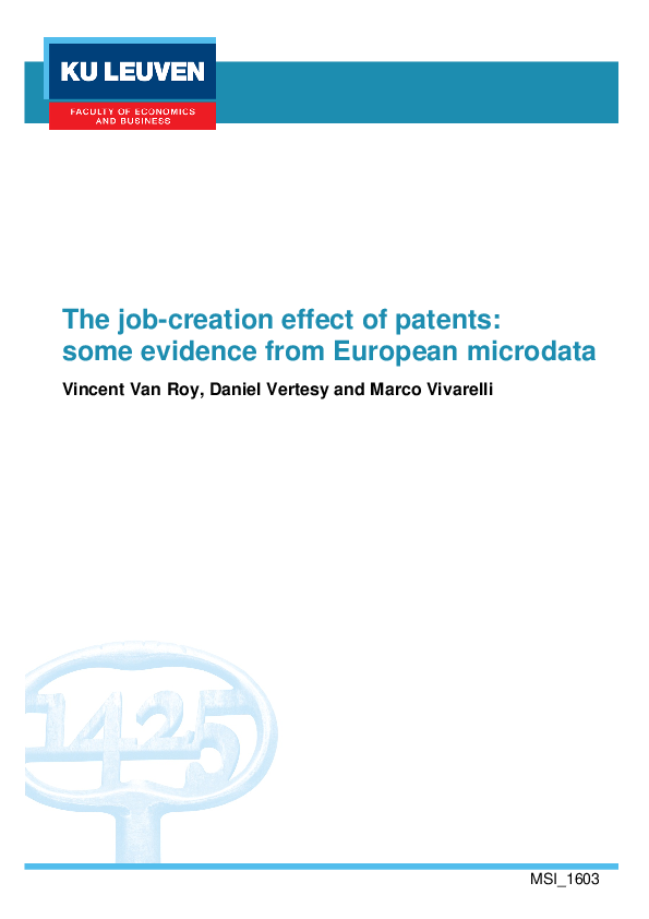 (PDF) The Job-Creation Effect of Patents: Some Evidence from European ...