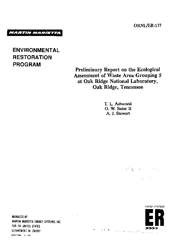 (PDF) Preliminary report on the ecological assessment of Waste Area ...