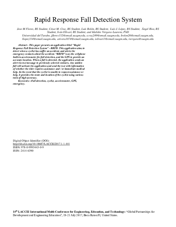 (PDF) Rapid Response Fall Detection System