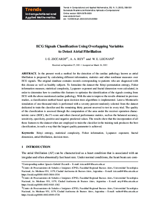 Pdf Ecg Signals Classification Using Overlapping Variables To Detect