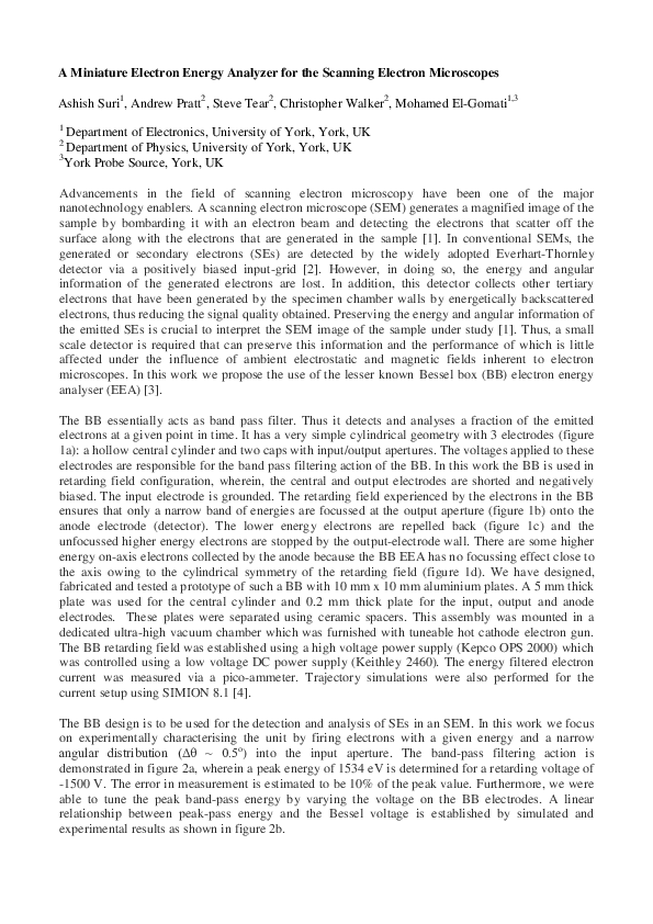 (PDF) A Miniature Electron Energy Analyzer for the Scanning Electron ...