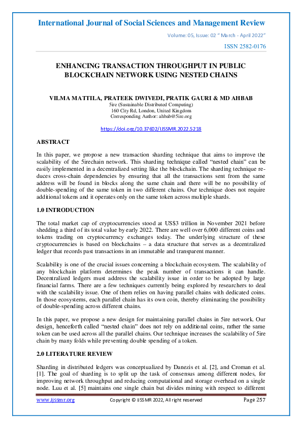 Pdf Enhancing Transaction Throughput In Public Blockchain Network Using Nested Chains